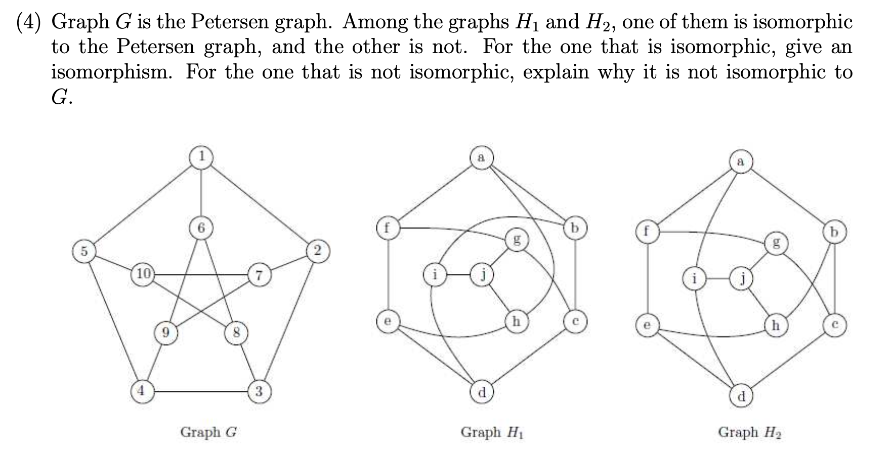 Solved (4) ﻿Graph \( ﻿G \) ﻿is the Petersen graph. Among the | Chegg.com