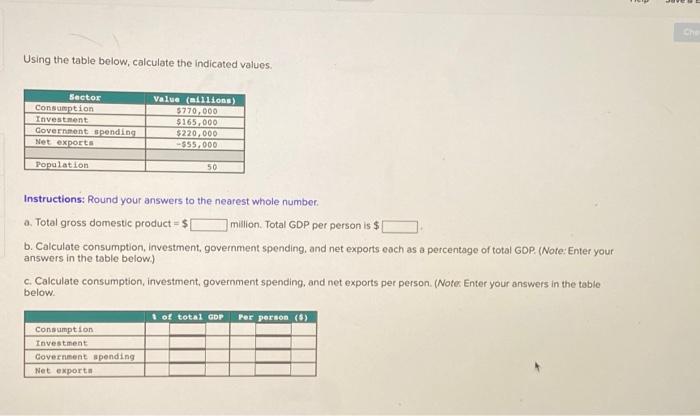 Using the table below, calculate the indicated | Chegg.com