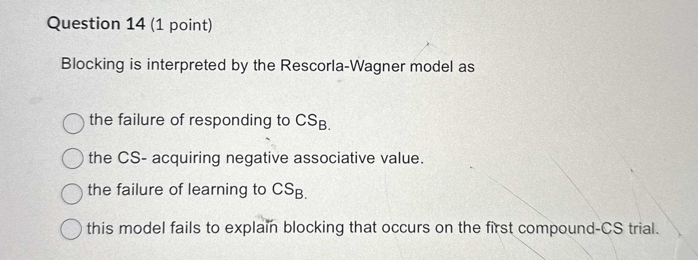 Solved Question 14 (1 ﻿point)Blocking is interpreted by the | Chegg.com