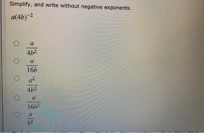 Solved Simplify, and write without negative exponents. | Chegg.com