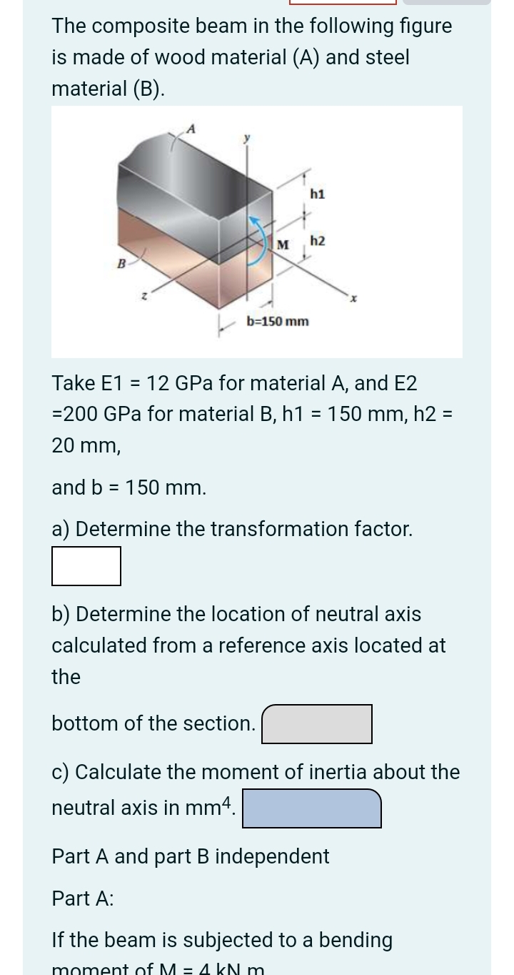 Solved The composite beam in the following figure is made of | Chegg.com