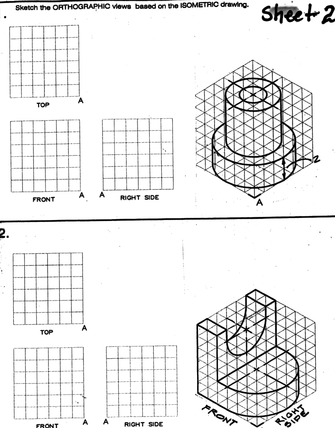 Solved Sketch the ORTHOGRAPHIC views based on the ISOMETRIC | Chegg.com