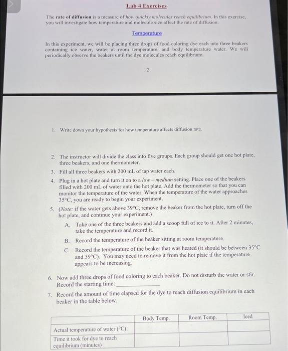 The rate of diffusion is a measure of how quickly | Chegg.com