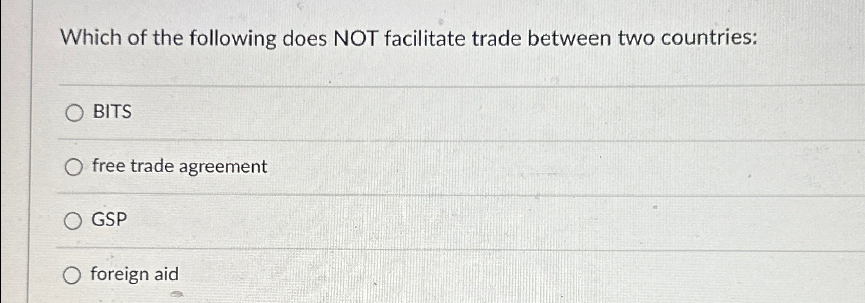 Solved Which of the following does NOT facilitate trade | Chegg.com