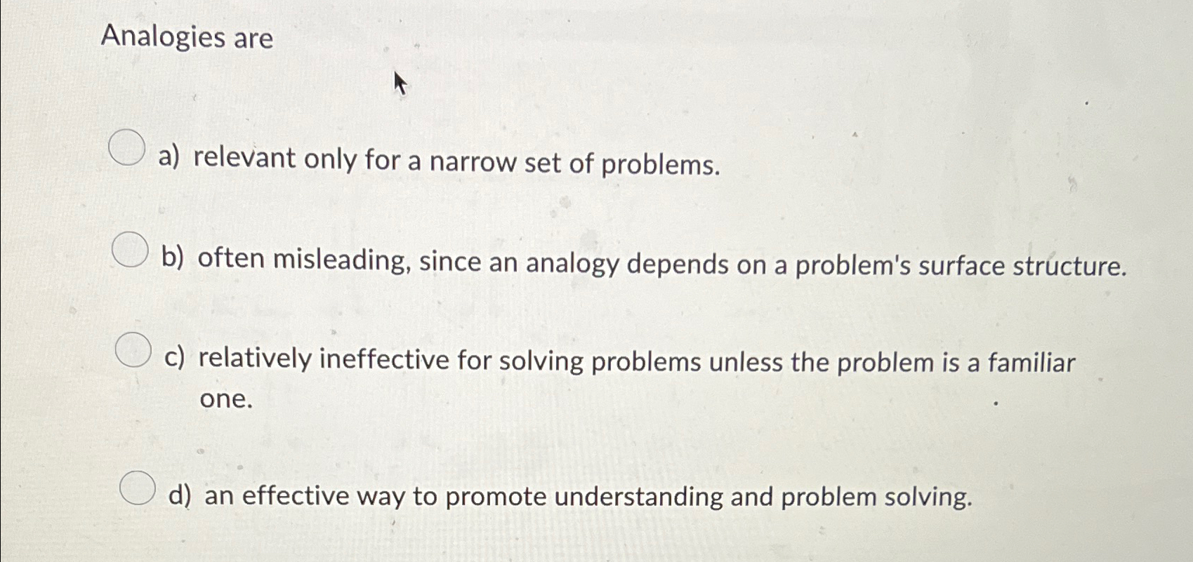 Solved Analogies area) ﻿relevant only for a narrow set of | Chegg.com