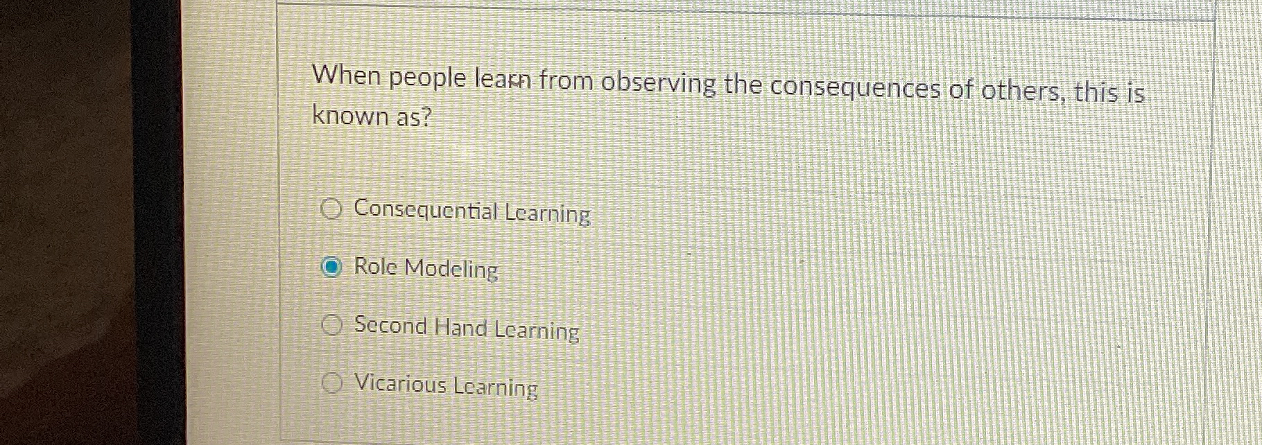 Solved When people leawn from observing the consequences of | Chegg.com