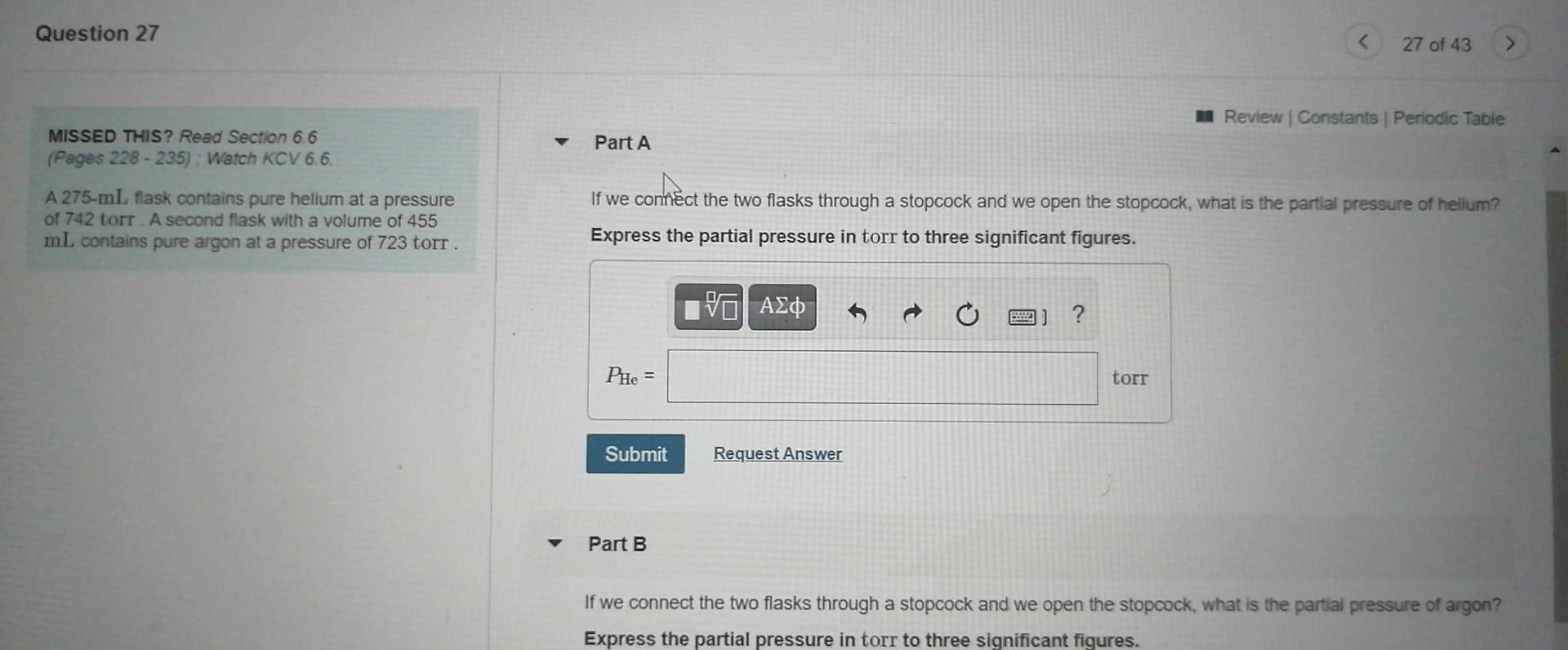 Solved Part A An experiment shows that a 114 mL gas sample | Chegg.com