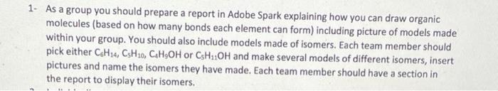 Solved Use C4H9OH and make several models of different | Chegg.com
