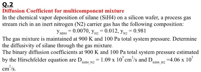 Solved Q.2 Diffusion Coefficient for multicomponent mixture | Chegg.com
