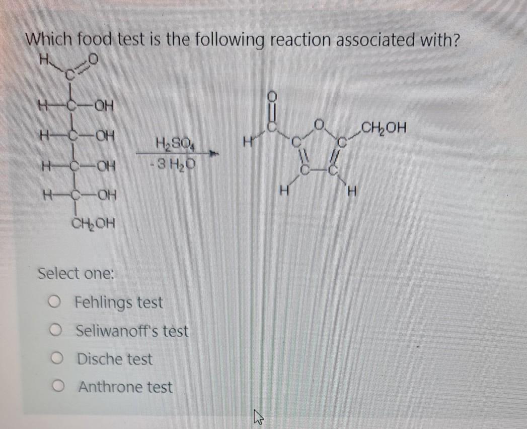 Solved Which food test is the following reaction associated | Chegg.com