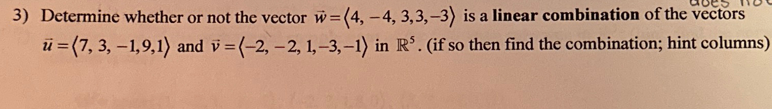 Solved Determine whether or not the vector | Chegg.com