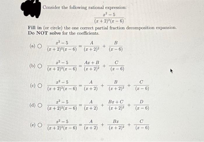 Solved Consider the following rational expression: | Chegg.com