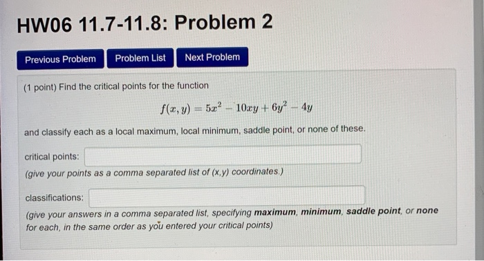 Solved HW06 11.7-11.8: Problem 2 Previous Problem Problem | Chegg.com