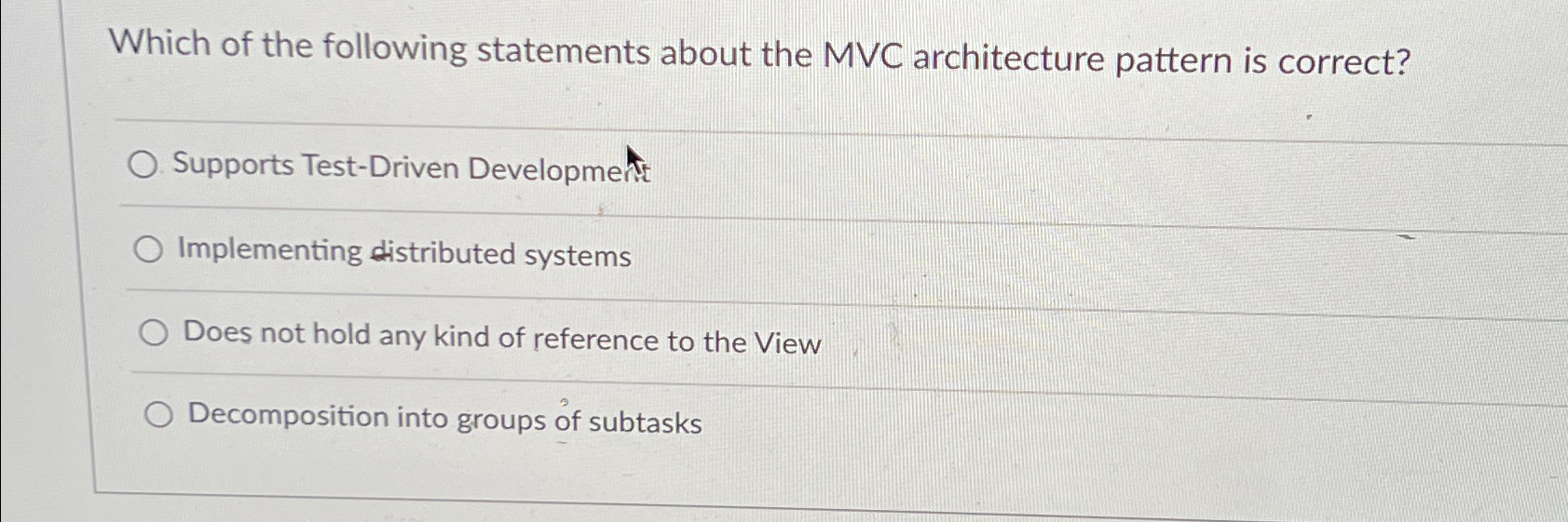 Solved Which of the following statements about the MVC | Chegg.com