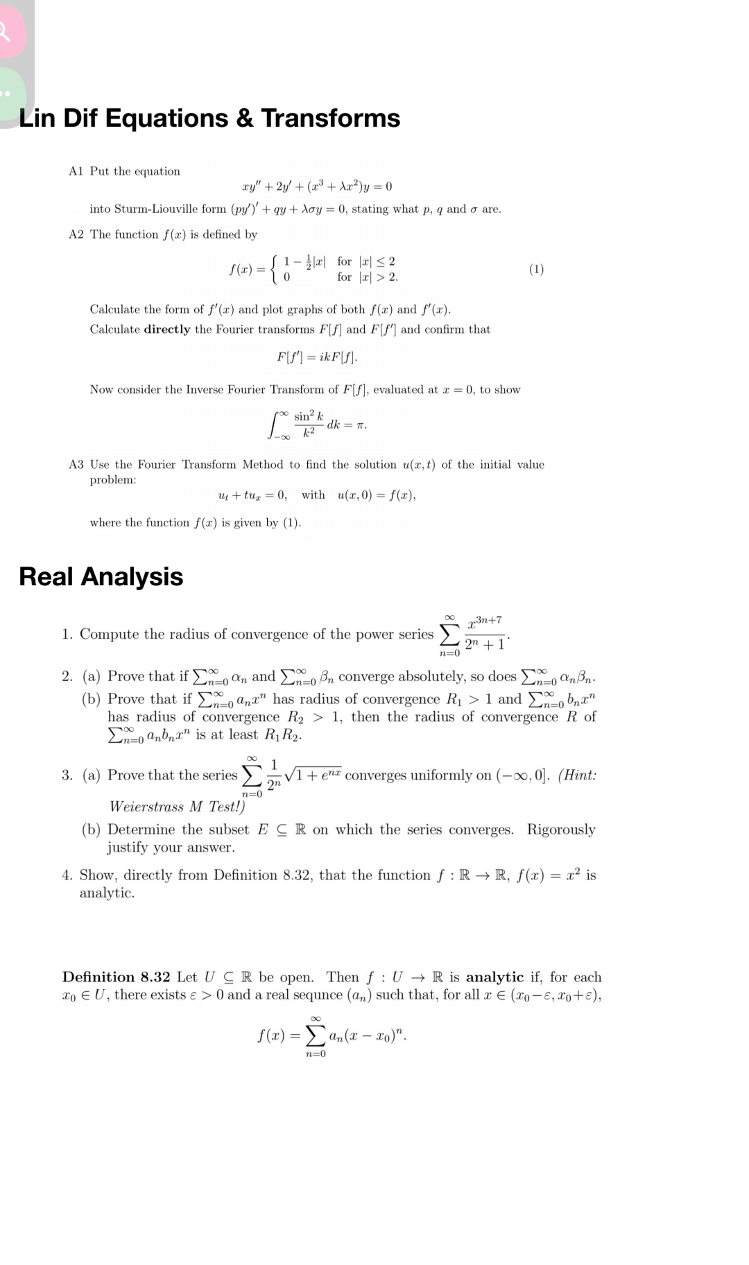 Solved Lin Dif Equations \& Transforms A1 Put the equation | Chegg.com
