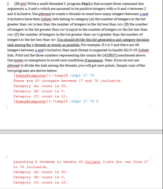 Solved ( 60pt5 ) ﻿Write a multi-threaded C program A6p2κ | Chegg.com