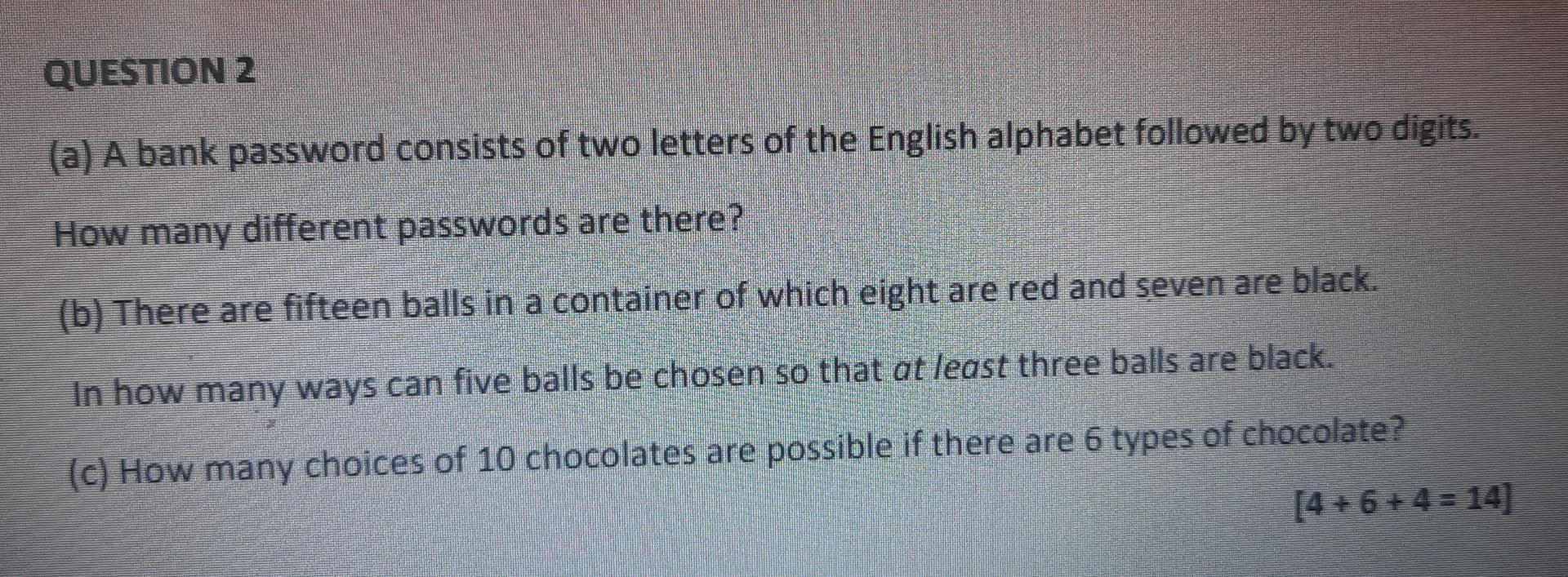 Solved Question 2 A A Bank Password Consists Of Two