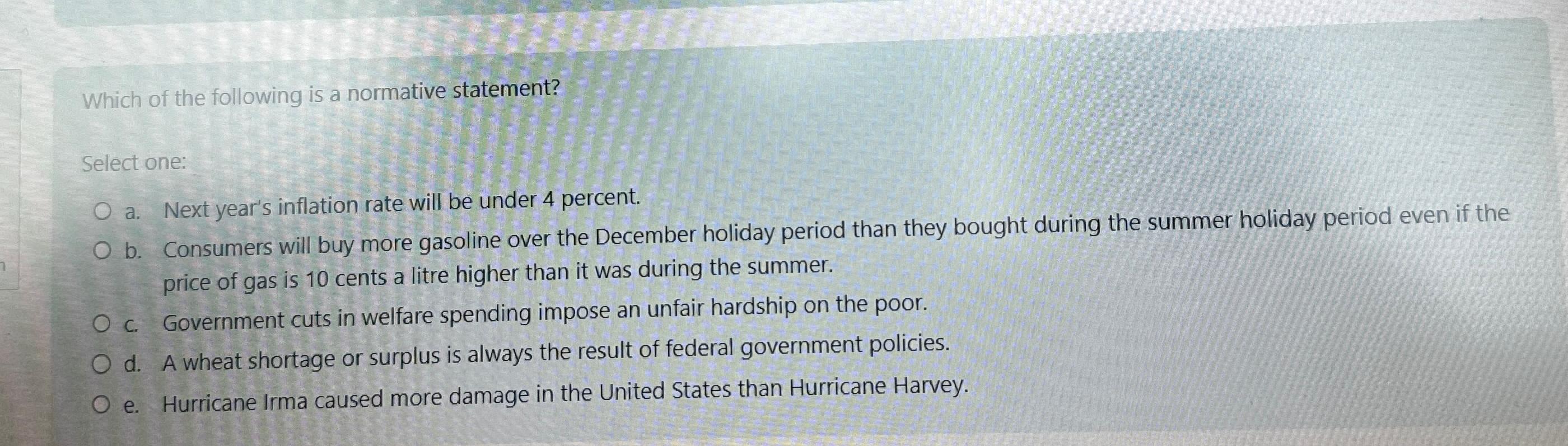 Solved Which of the following is a normative | Chegg.com