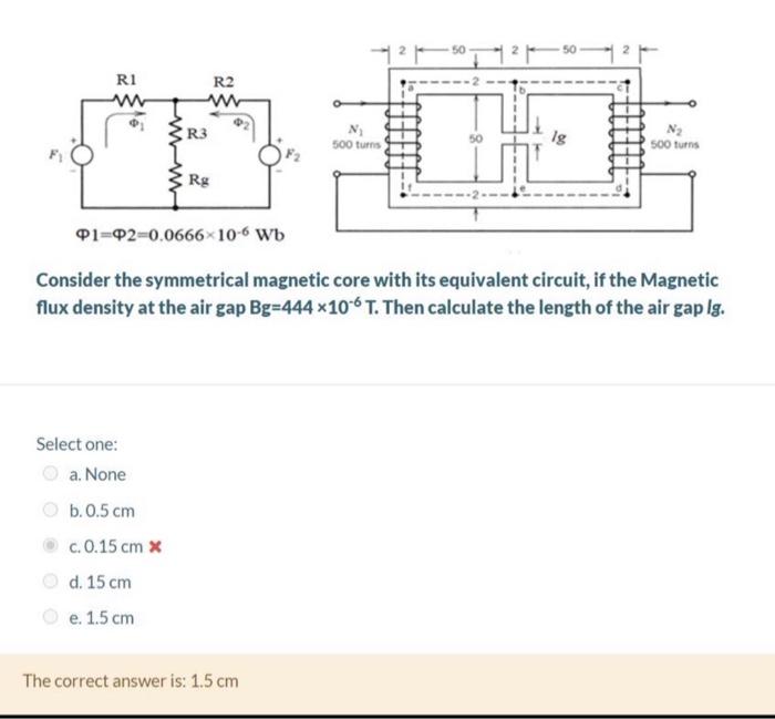 Solved Φ1=Φ2=0.0666×10−6 Wb Consider the symmetrical | Chegg.com