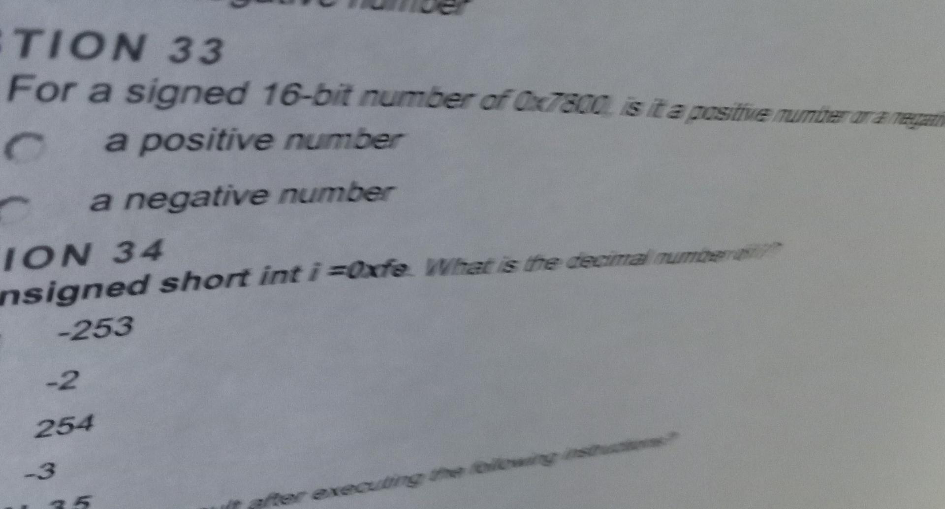 Solved TION 33 For a signed 16-bit number of Ox7300 is it | Chegg.com