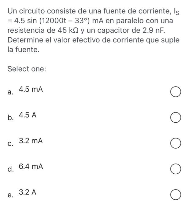 Solved Un circuito consiste de una fuente de corriente, Is | Chegg.com