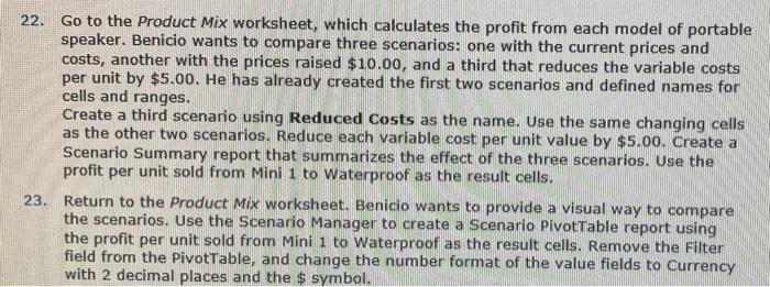 Solved 22. Go to the Product Mix worksheet, which calculates | Chegg.com