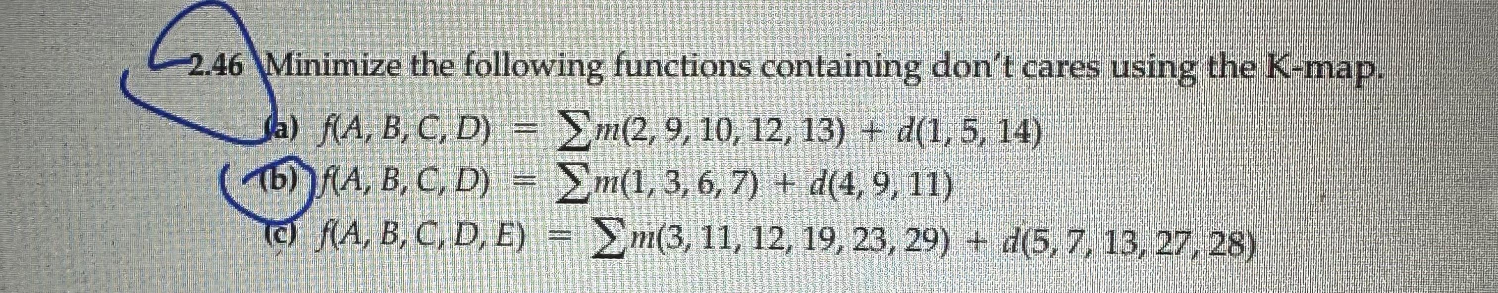 Solved 2.46 ﻿Minimize the following functions containing | Chegg.com