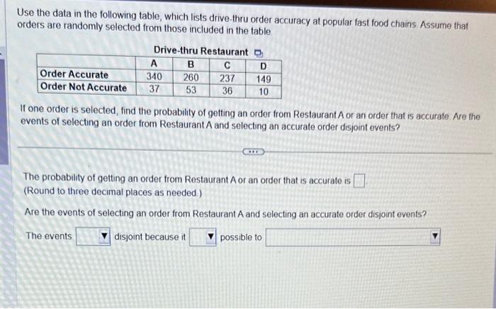 Solved Use the data in the following table, which lists | Chegg.com
