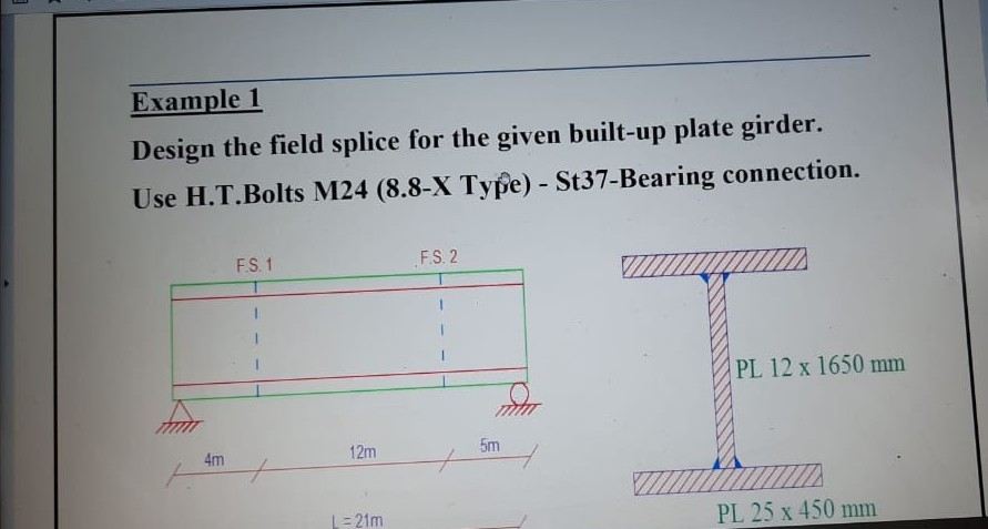 Example 1 Design the field splice for the given | Chegg.com