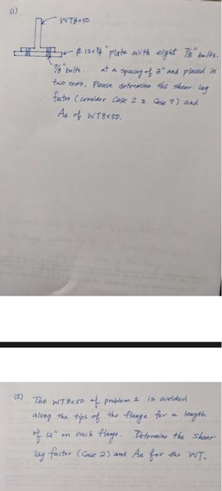 Solved WT9:50 % bolts. LR12 plate with eight 7s bolts. at a | Chegg.com