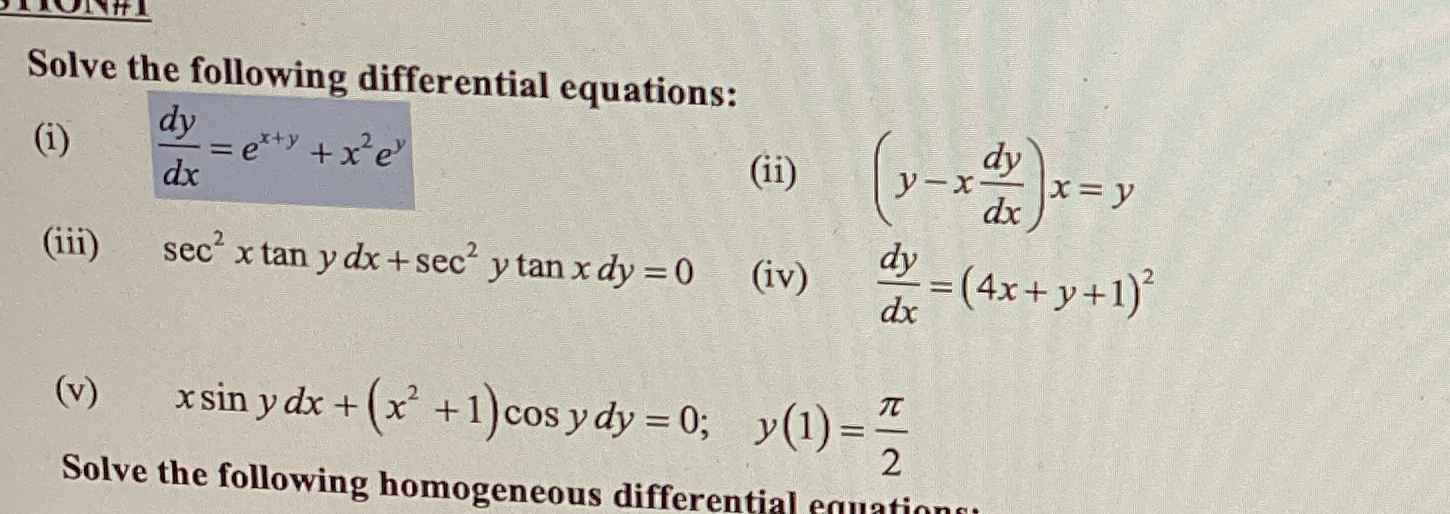 Solved Solve the following differential | Chegg.com