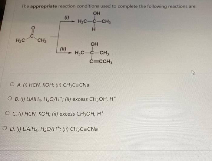 Solved The appropriate reaction conditions used to complete | Chegg.com