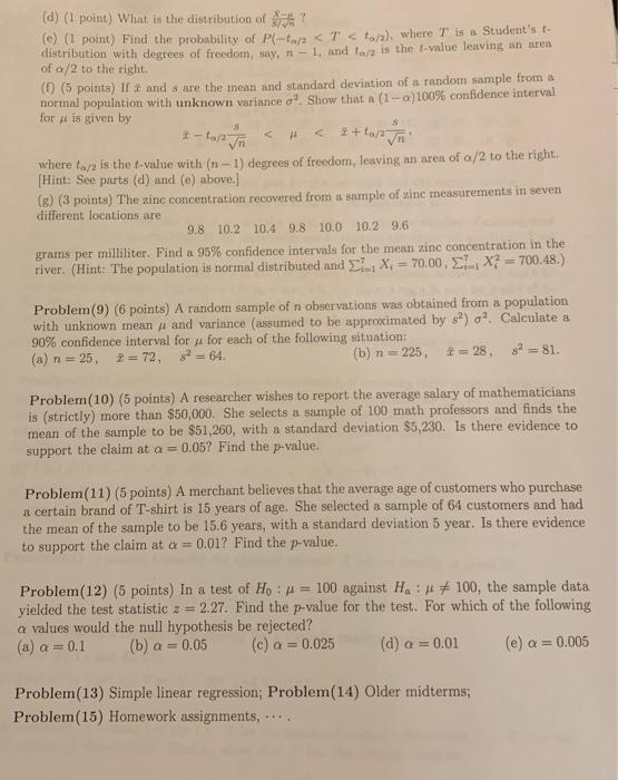 Solved Problem(8) (18 points) Let \\( X_{1}, X_{2}, \\cdots, | Chegg.com