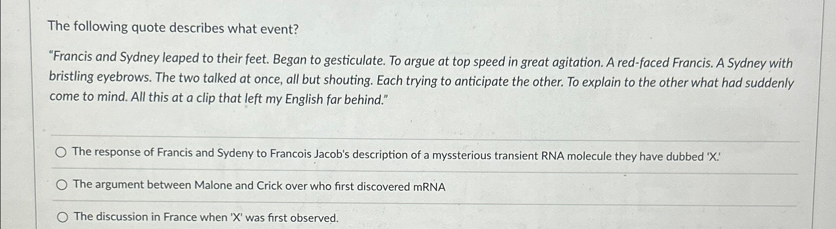 Solved The following quote describes what event?\\n"Francis | Chegg.com