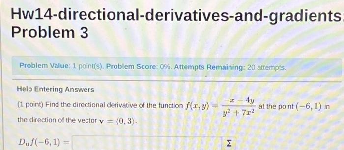 Solved Hw14-directional-derivatives-and-gradients Problem 3 | Chegg.com