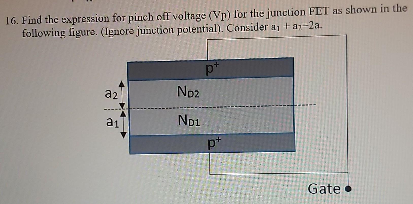 Solved 16. Find the expression for pinch off voltage (Vp) | Chegg.com