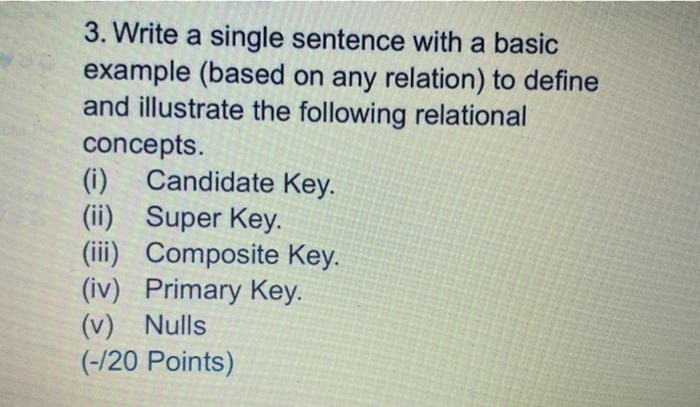 Solved 3. Write a single sentence with a basic example | Chegg.com
