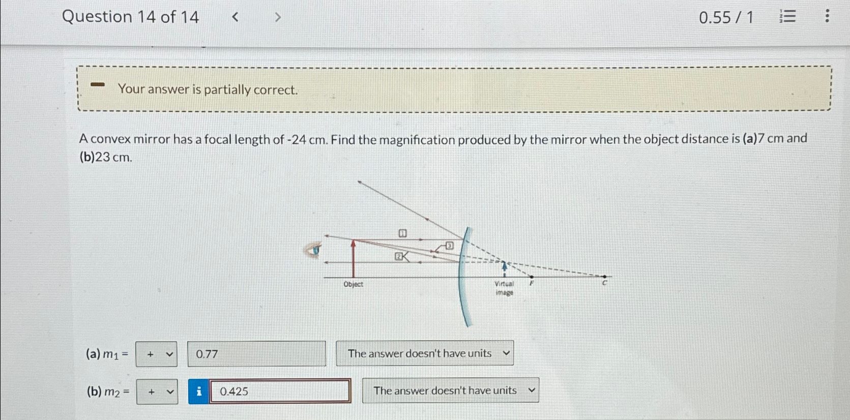 Solved Question 14 ﻿of 140.551Your answer is partially | Chegg.com