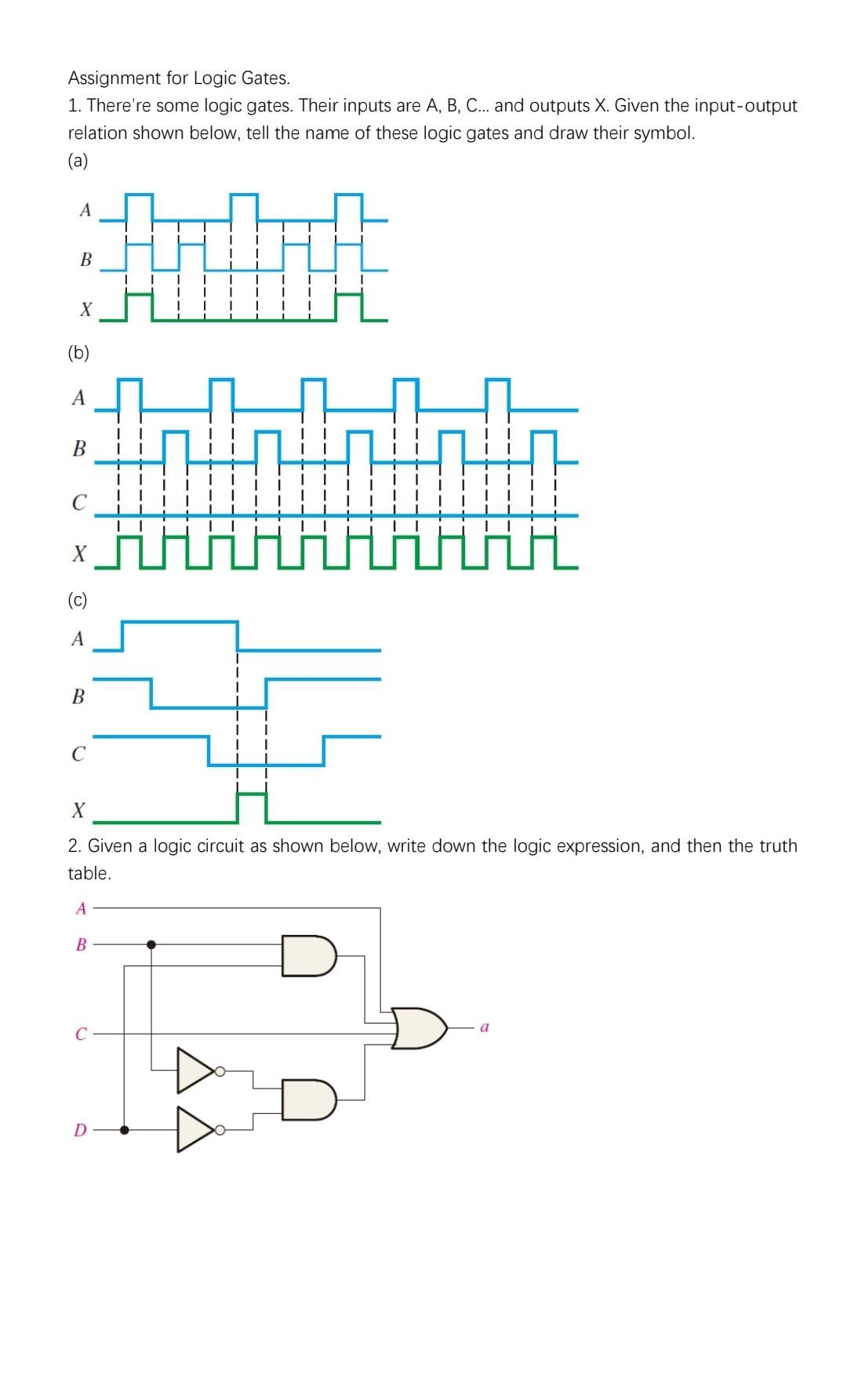 Solved Assignment for Logic Gates. 1. There're some logic | Chegg.com