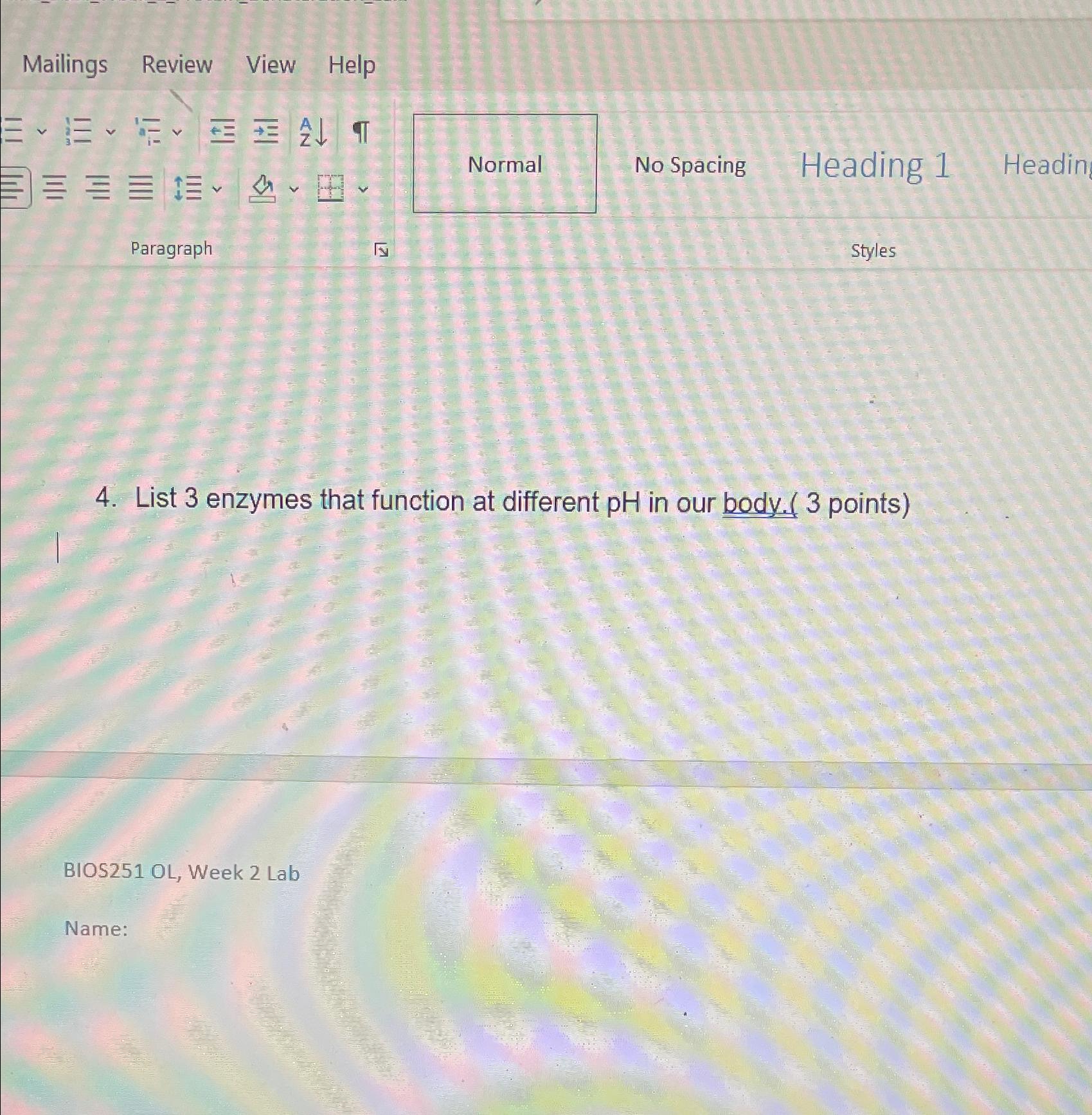 Solved List 3 ﻿enzymes that function at different pH ﻿in our | Chegg.com