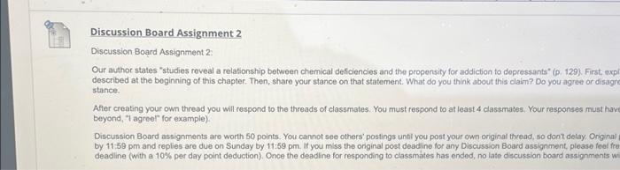 Discussion Board Assignment 2 Discussion Board | Chegg.com