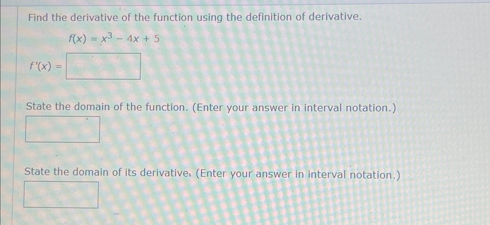 Solved Find the derivative of the function using the | Chegg.com