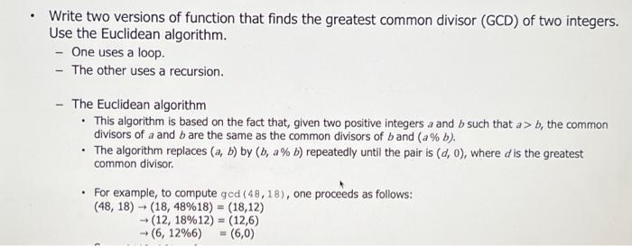 Solved Write two versions of function that finds the | Chegg.com