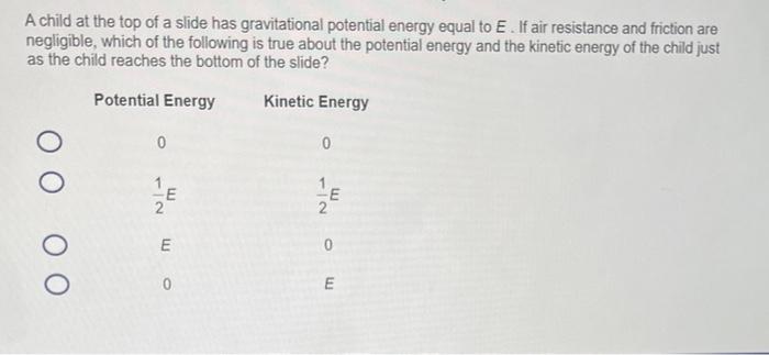 Solved A child at the top of a slide has gravitational | Chegg.com