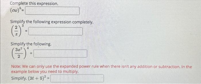 Solved Complete this expression. (cw)h= Simplify the | Chegg.com