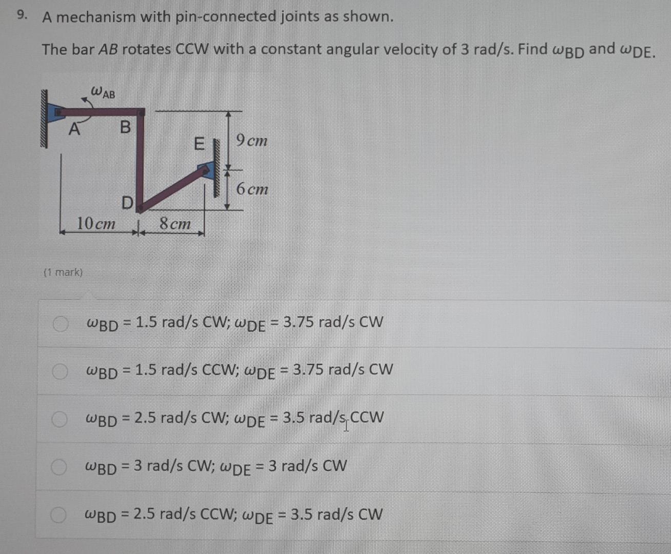 Solved 9. A mechanism with pin-connected joints as shown. | Chegg.com
