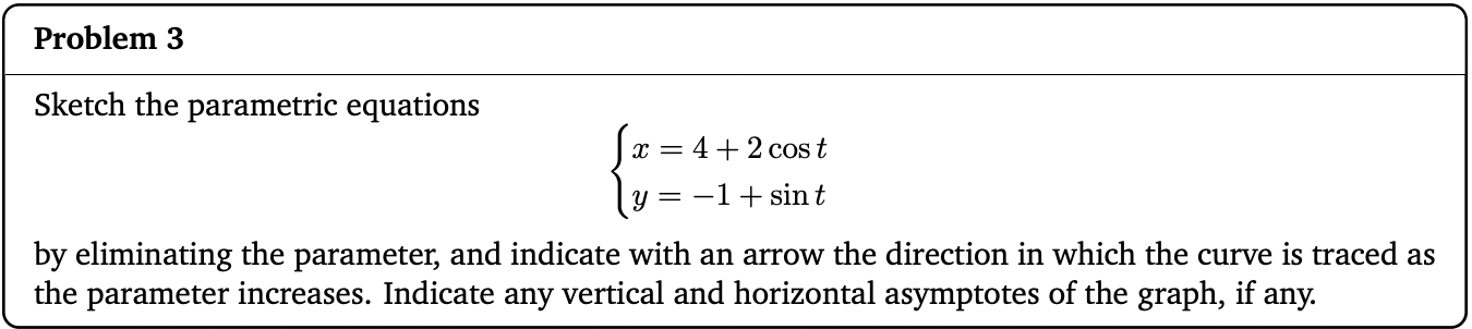 Problem 3Sketch the parametric | Chegg.com