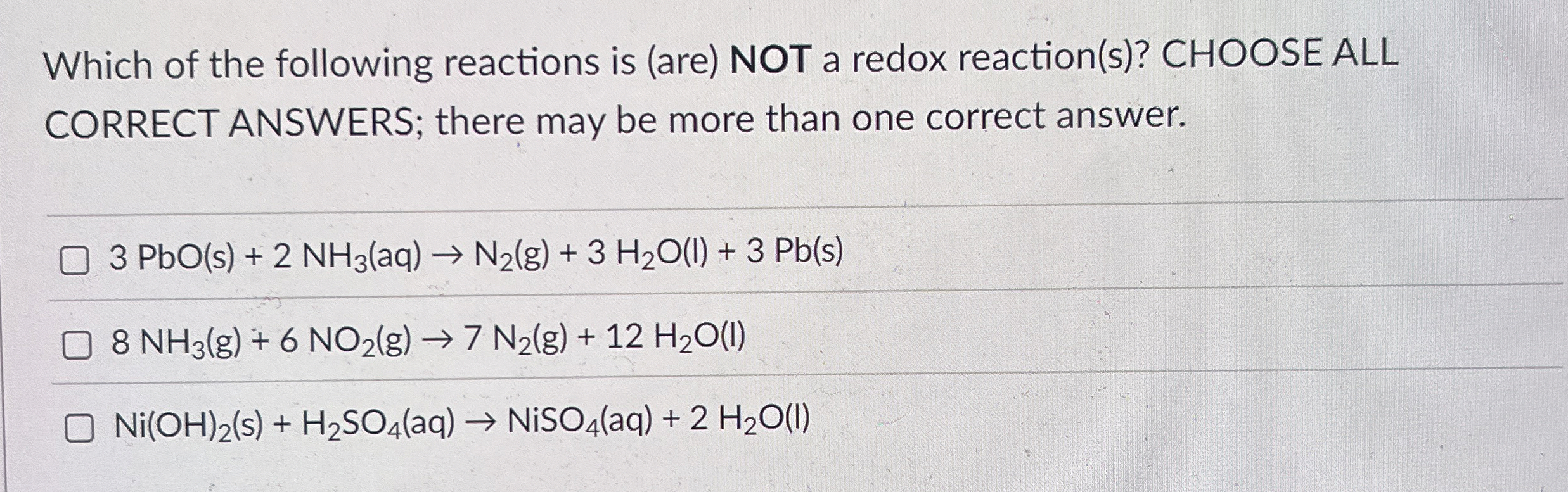 High Quality SOLUTION Which of the following reactions is (are) ﻿NOT a ...