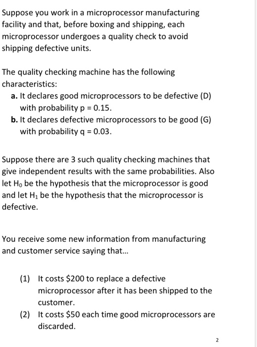 Suppose you work in a microprocessor manufacturing | Chegg.com