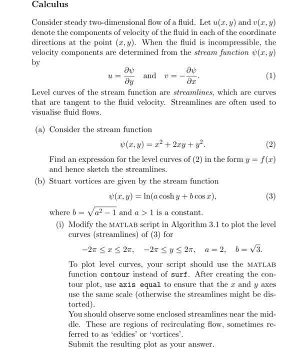Solved Calculus Consider steady two-dimensional flow of a | Chegg.com